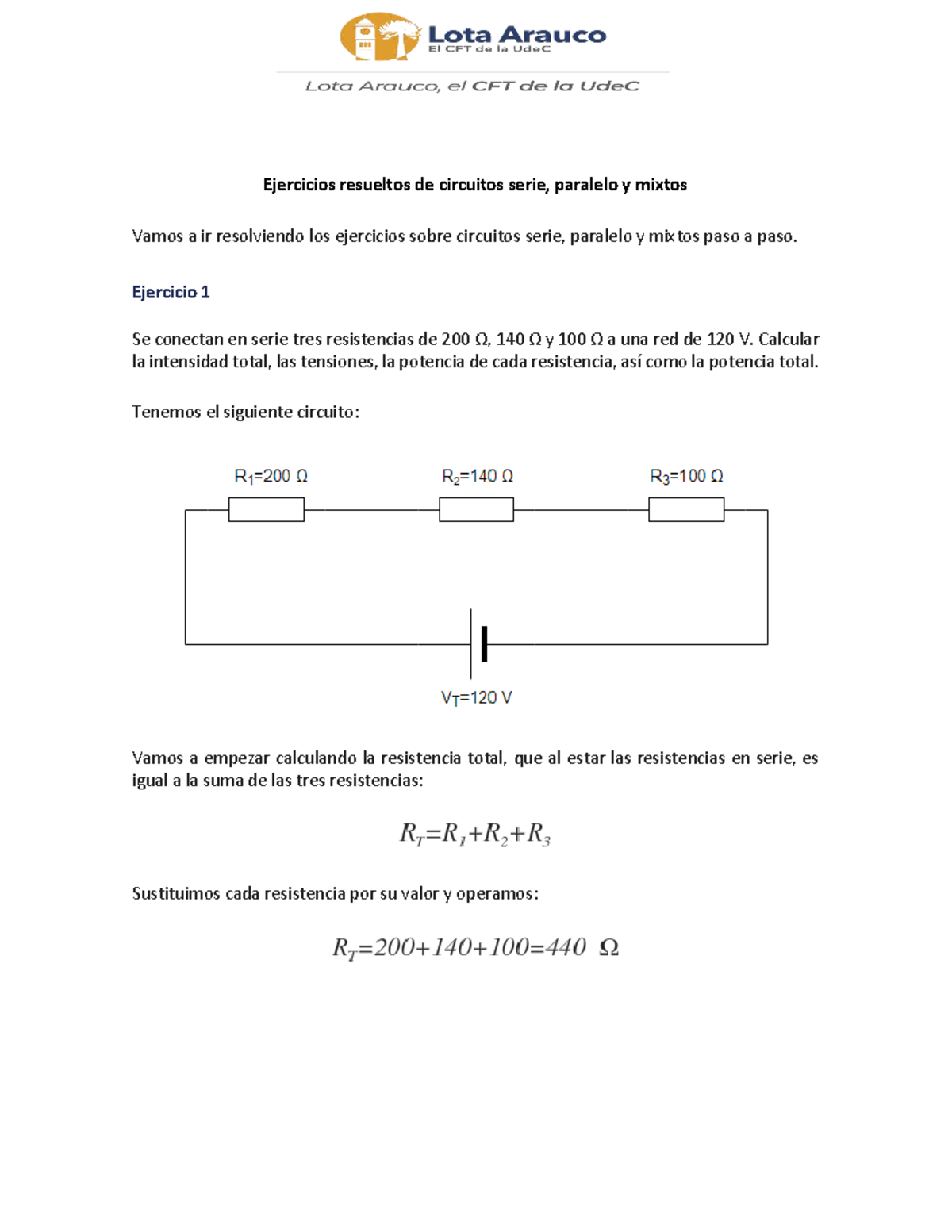 Ejercicios Resueltos de Circuitos Serie, Paralelo y Mixtos - Física 101 - Studocu