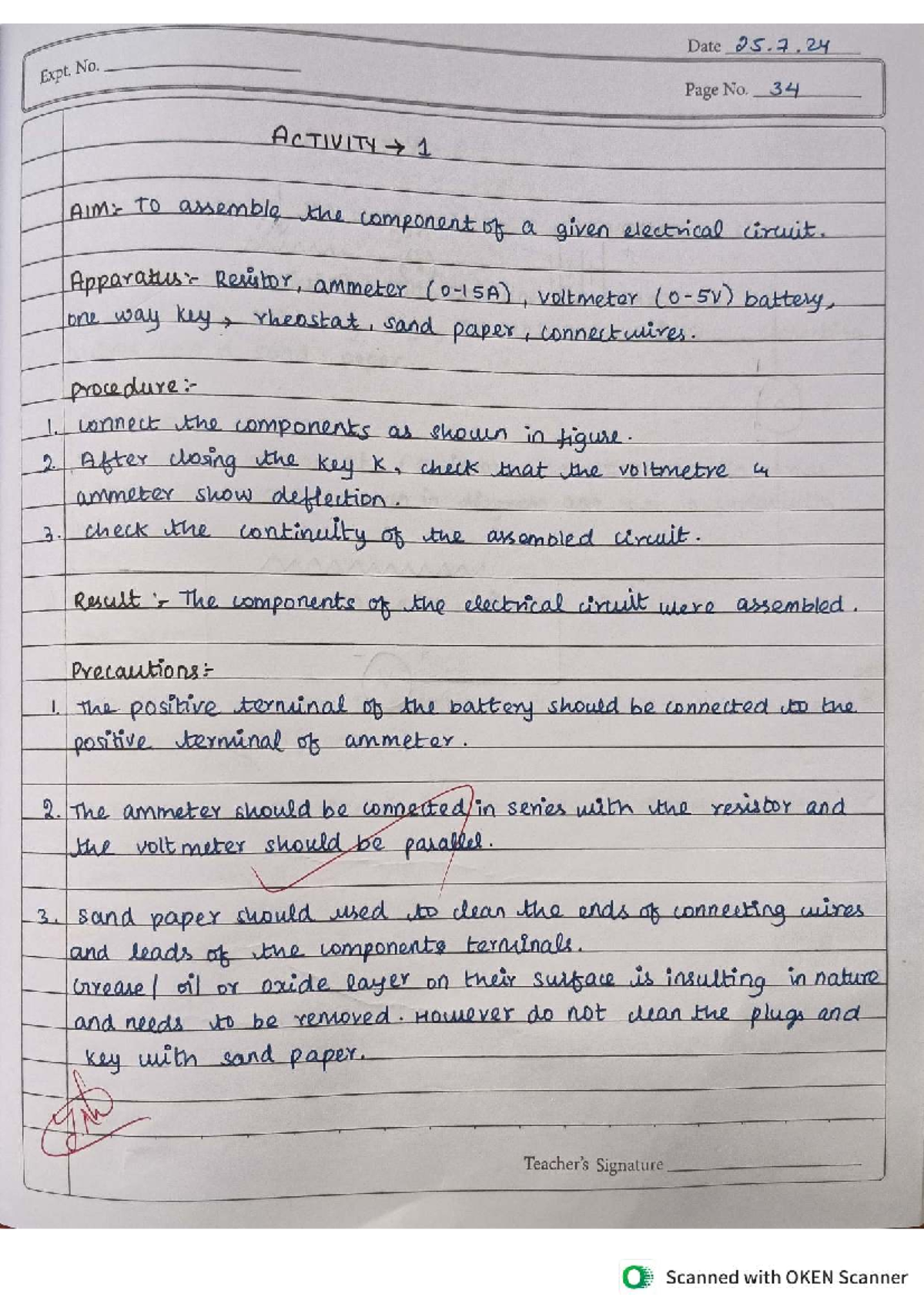 Physics Activity 1: Assembling an Electrical Circuit (KV 12 A) - Studocu