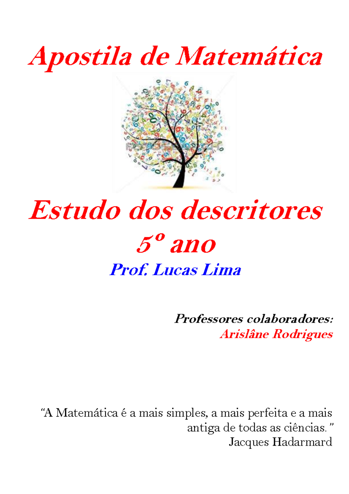 Apostila de Matemática: Estudo dos Descritores 5º Ano - Prof. Lucas Lima - Studocu