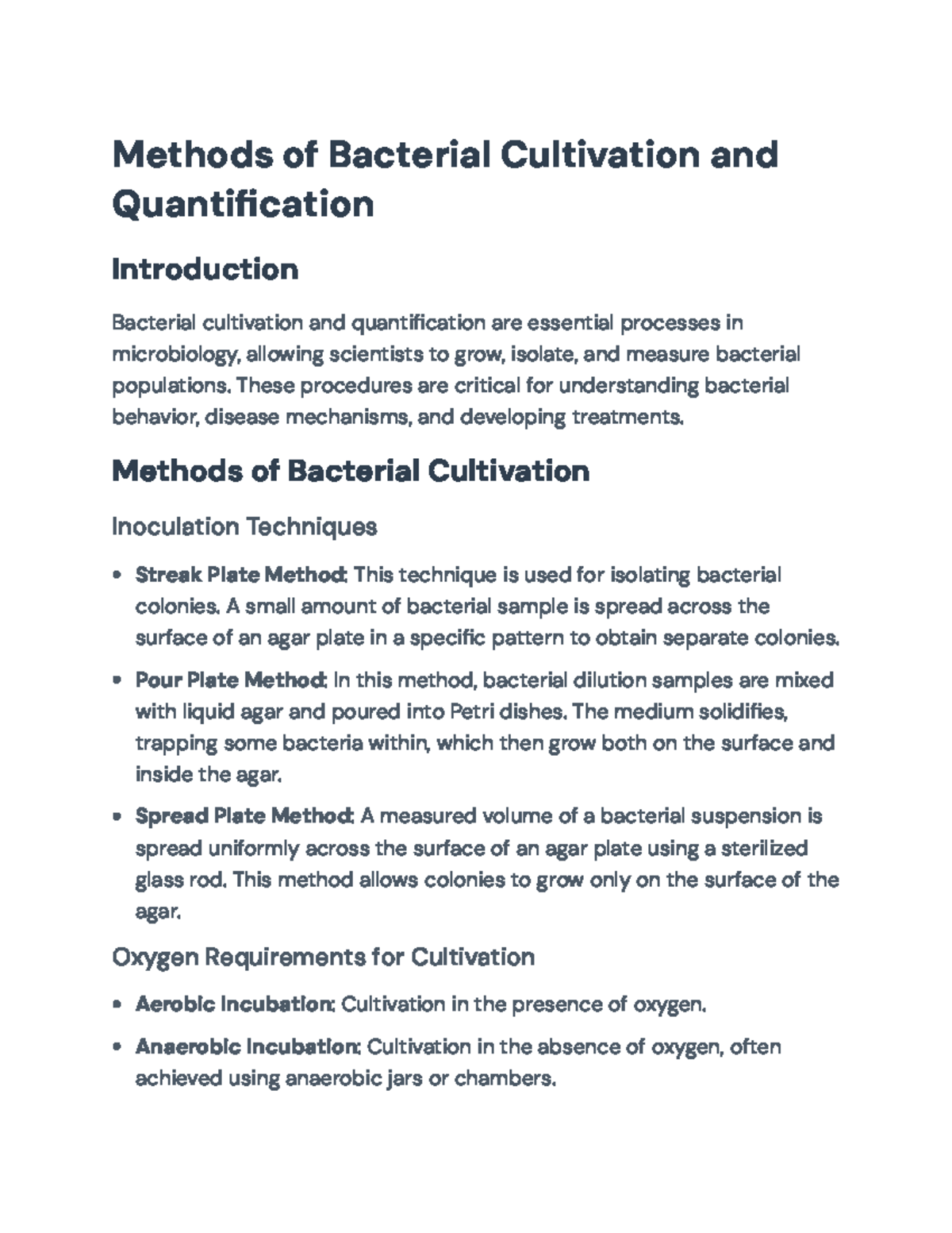 Methods of Bacterial Cultivation and Quantification for Microbiology ...