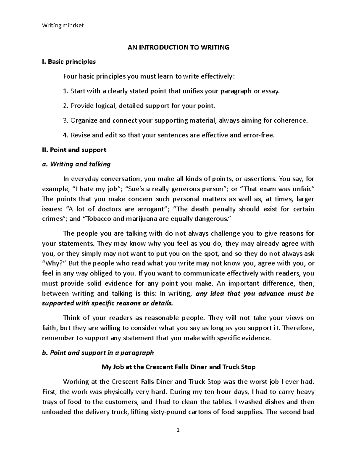 Effective Writing Mindset: Key Principles and Skills - Exercise - Studocu