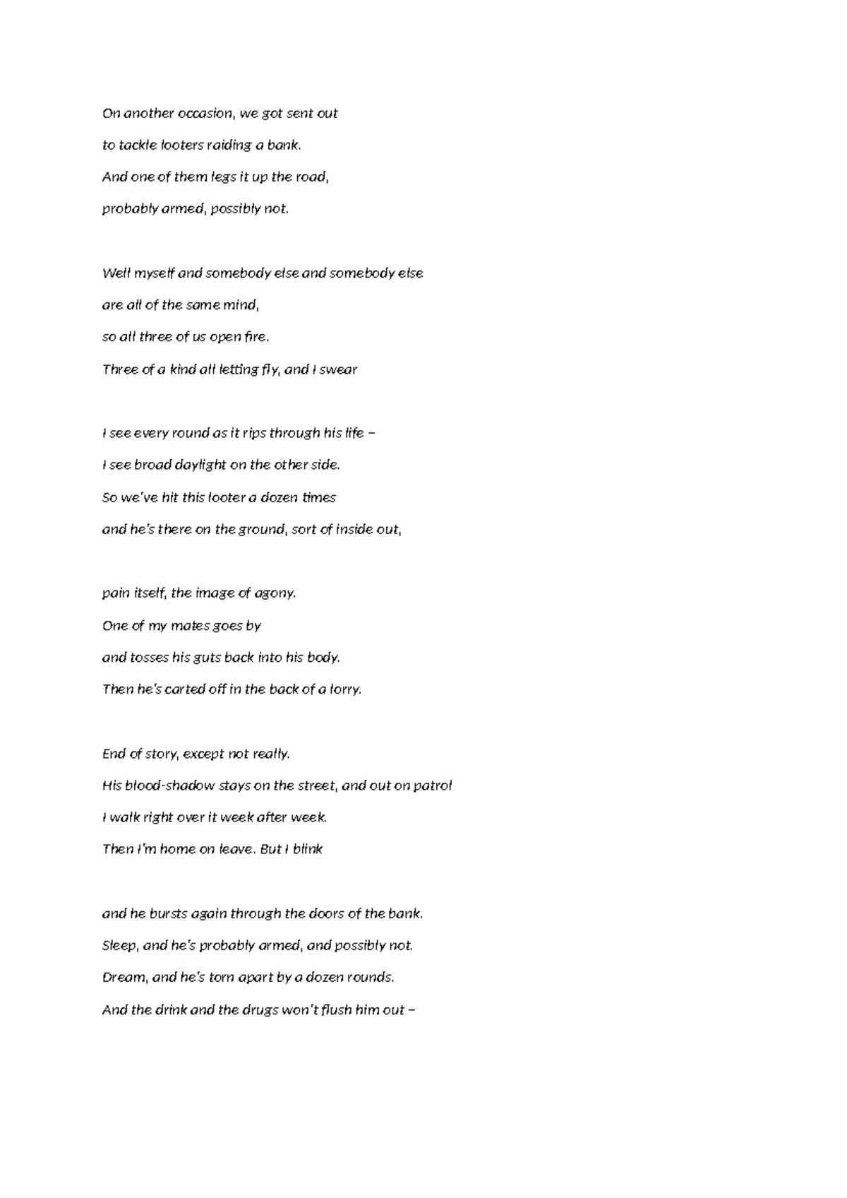 Remains Poem Analysis - Insights on Trauma and Memory - Studocu