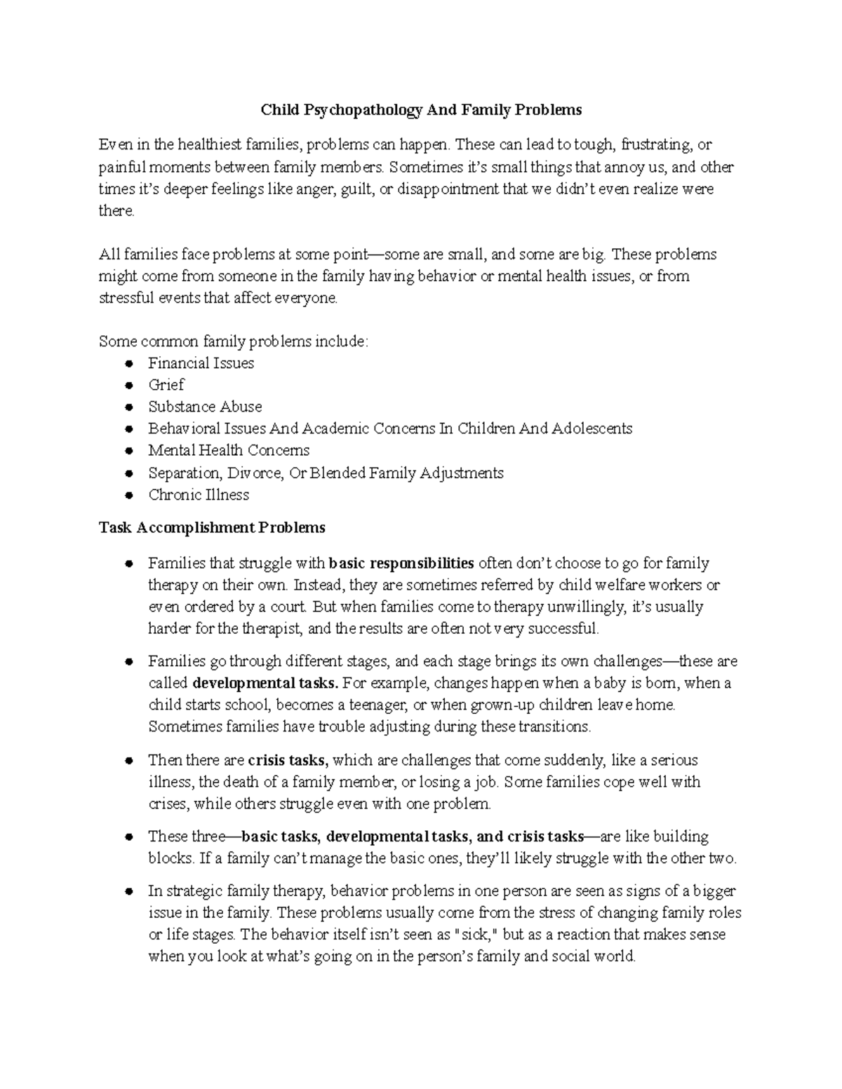 Child Psychopathology & Family Issues: Understanding Dynamics and ...