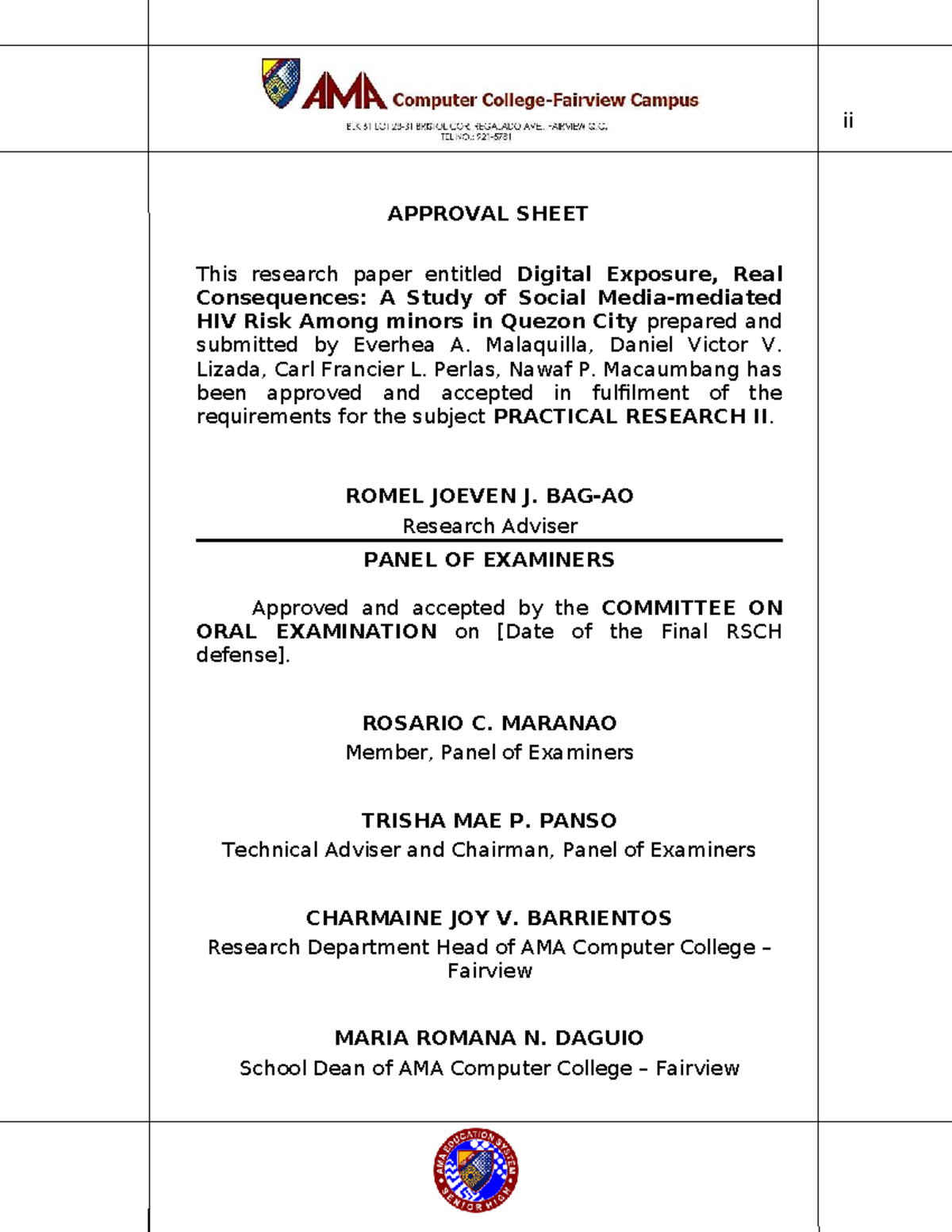 Digital Exposure and HIV Risk Among Minors in Quezon City: A Study for ...