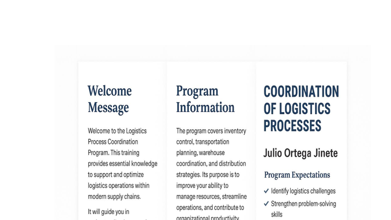 Logistics Process Coordination Program Overview and Expectations - Studocu