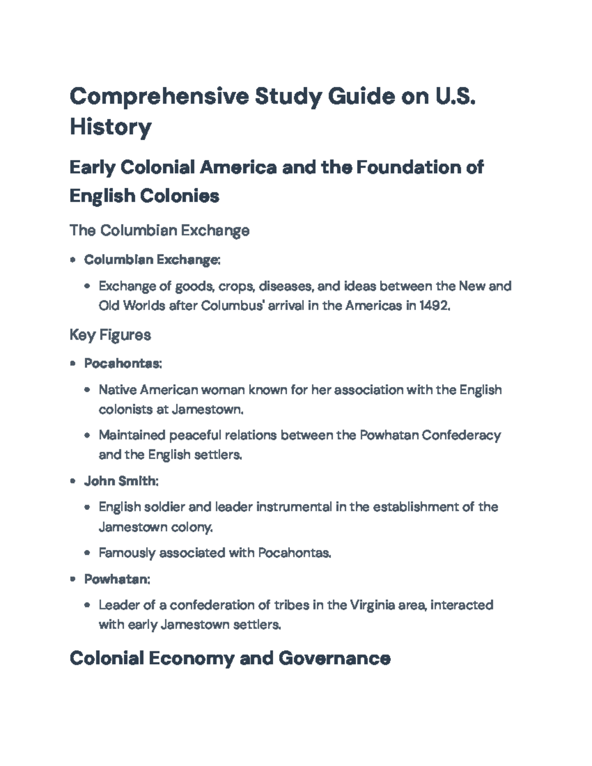 Comprehensive Study Guide on U.S. History: Colonial Era to Civil War ...
