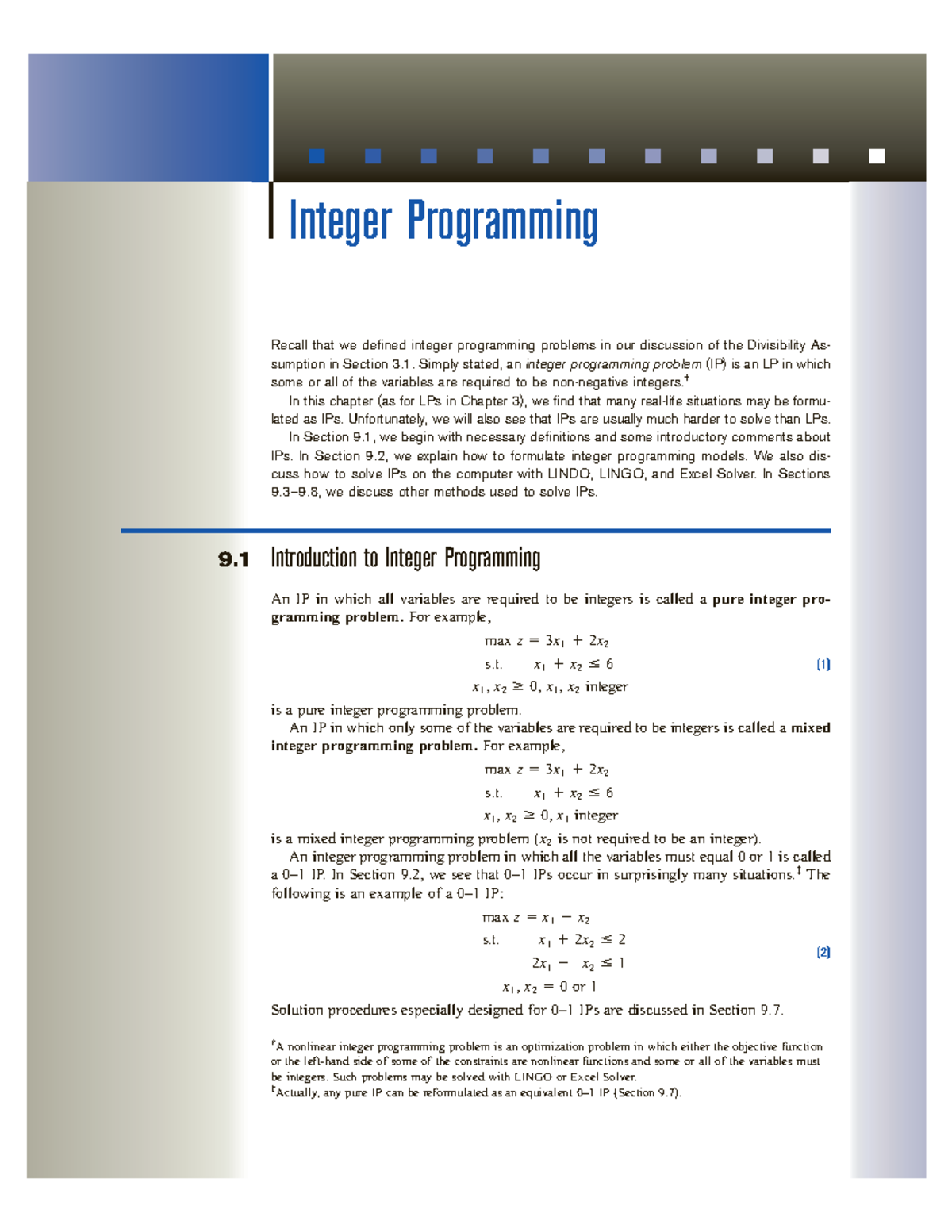 Integer Linear Optimization: Concepts and Applications in IP Models ...