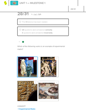 Sophia Unit 1 - Milestone 1 Art History - 1 CONCEPT → Connecting Cultures and Time Periods 2 30 ...