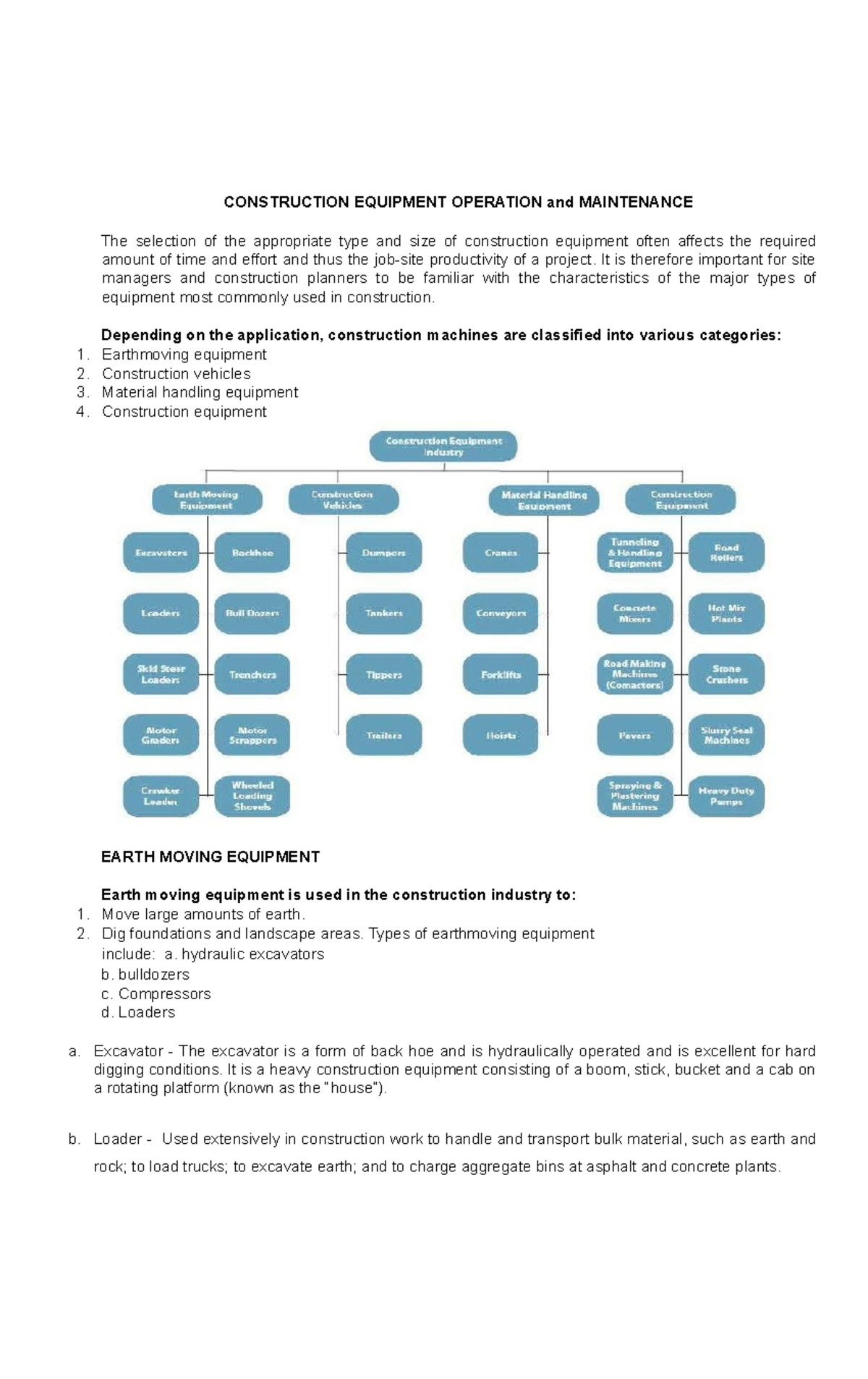 IM-6 Advanced Construction Methods: Equipment Operation & Maintenance ...
