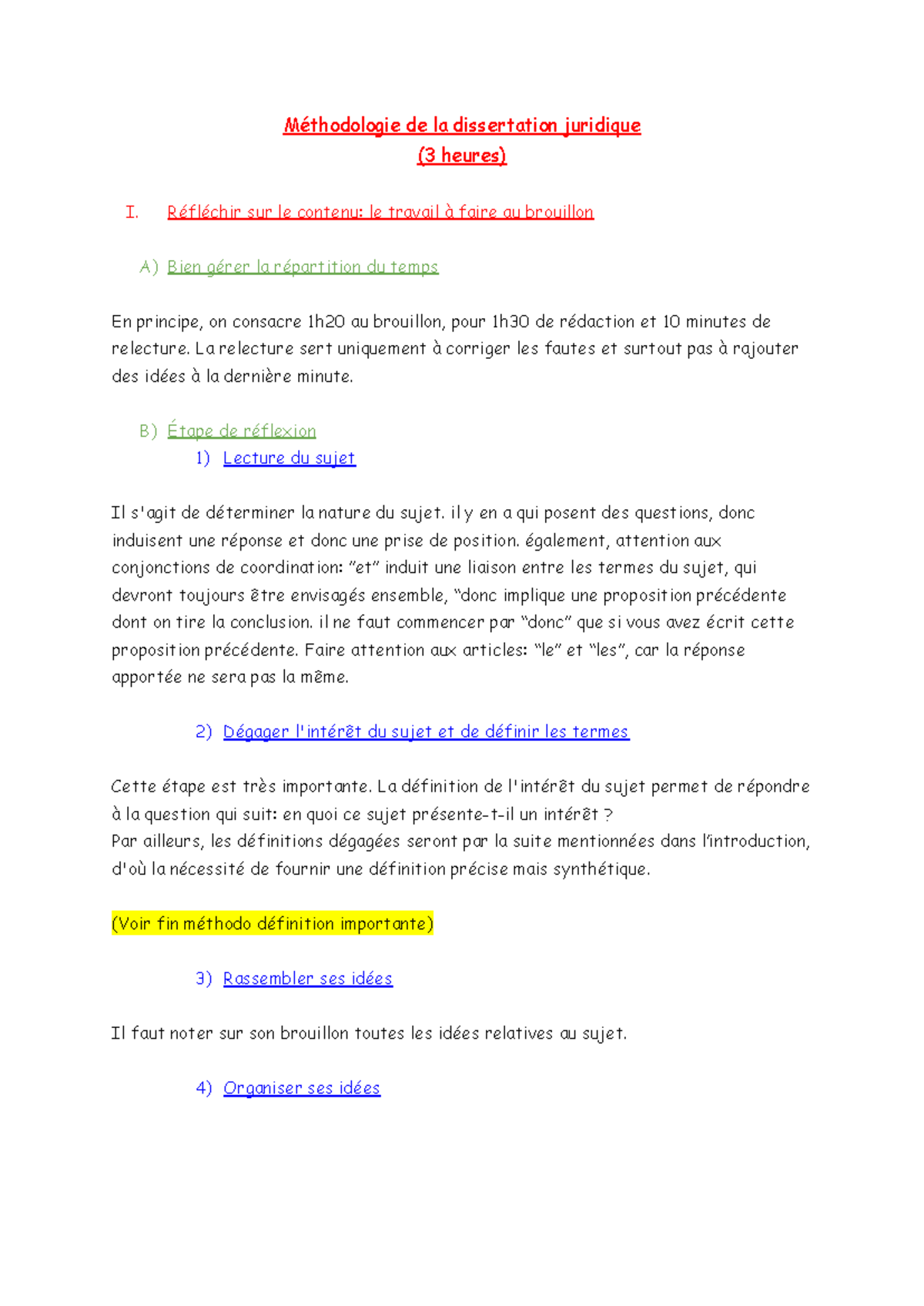 Méthodologie de la Dissertation Juridique - Note de Cours (DROIT 101 ...