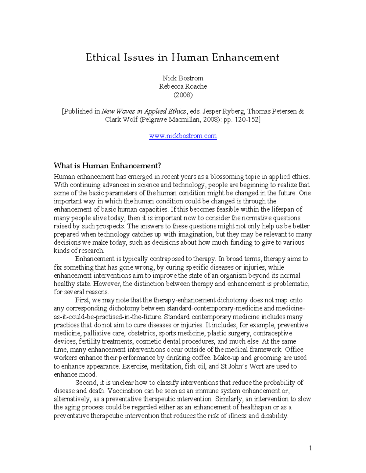 Ethical Issues in Human Enhancement: Perspectives and Implications ...