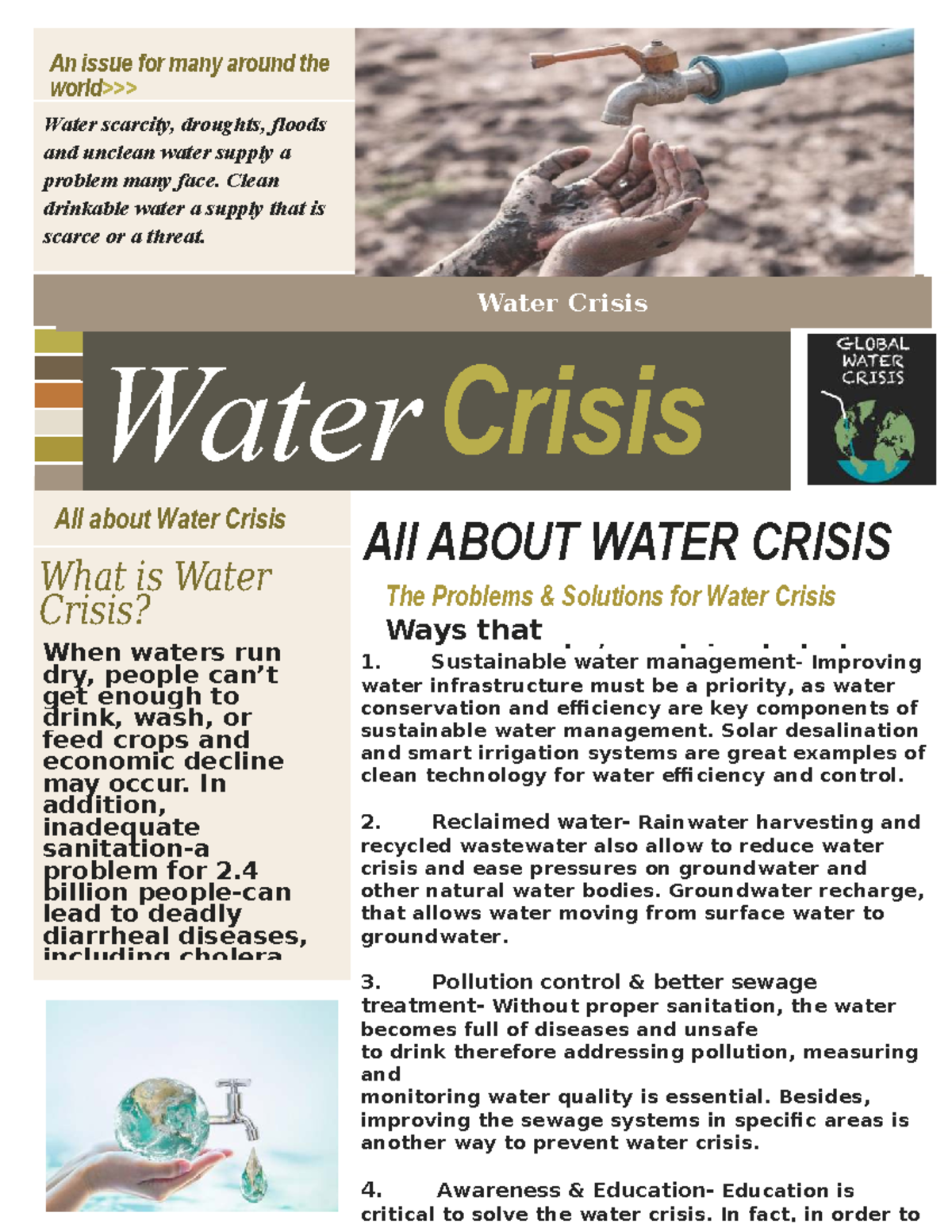Water Crisis: Addressing Scarcity, Solutions, and Access Issues - Studocu