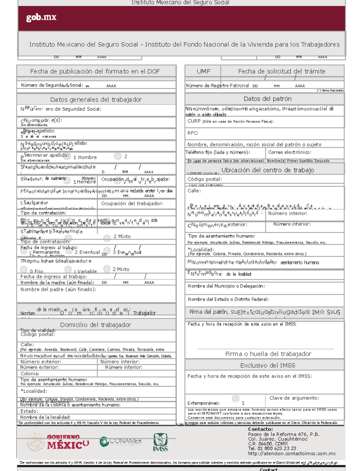 Formato IMSS para Inscripción de Trabajador - Alta y Datos Generales ...