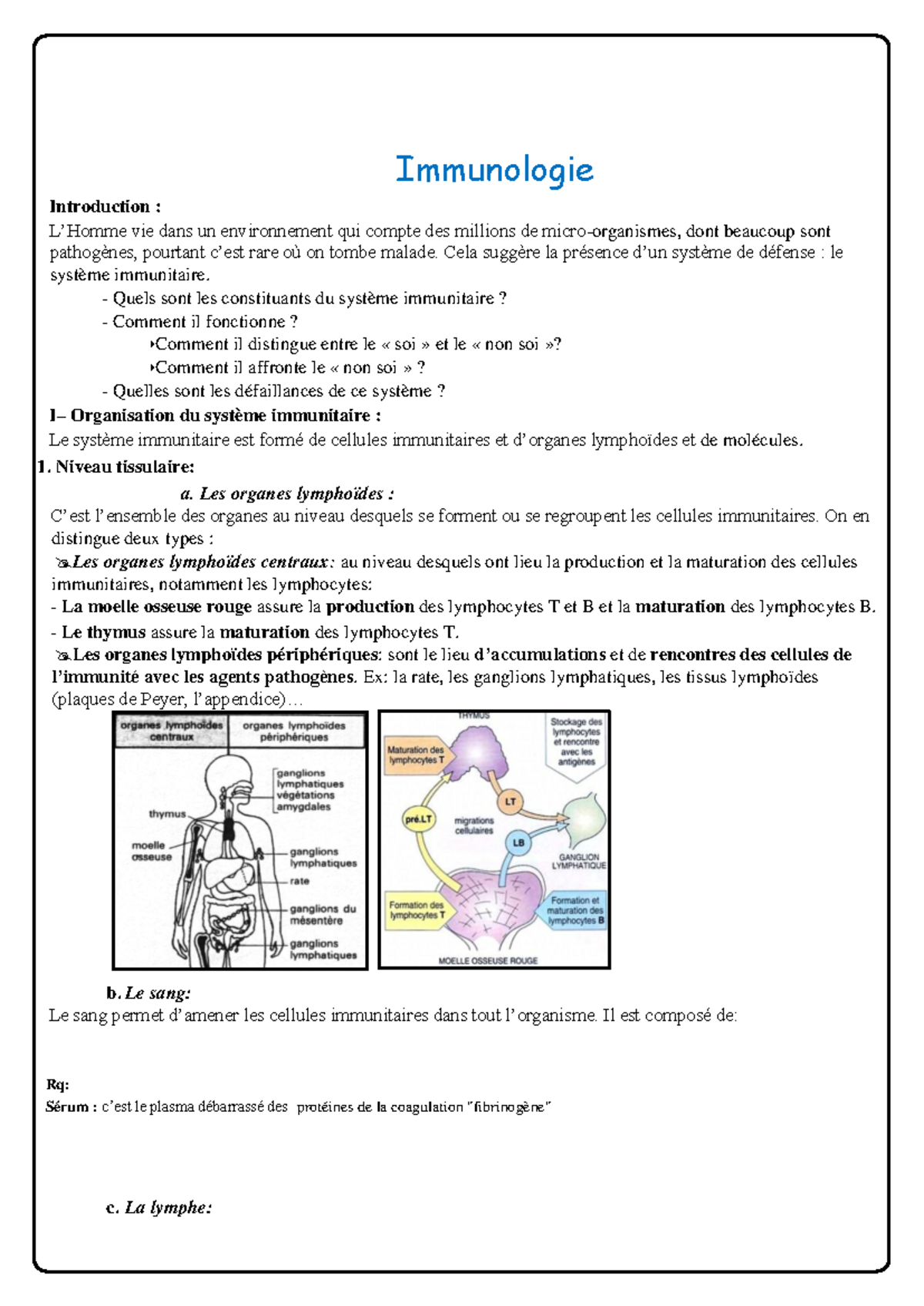 Immunologie : Introduction au Système Immunitaire et ses Défaillances ...