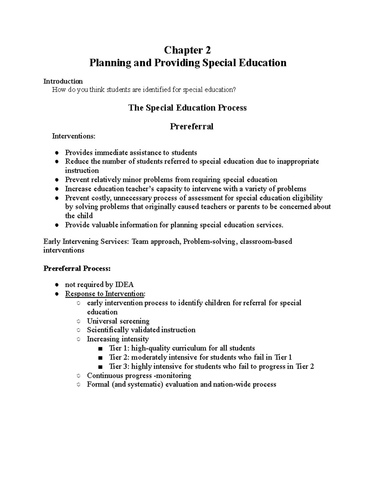 SPED Chapter 2 Guided Notes: Planning & Providing Special Education ...