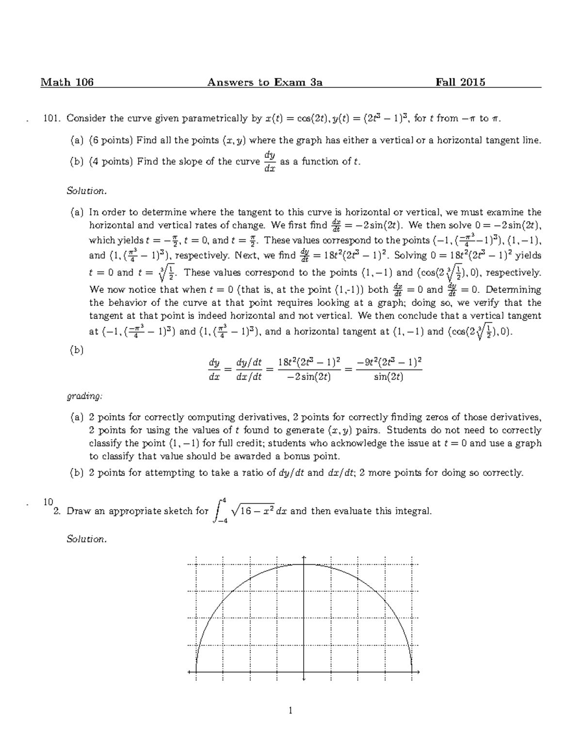 106 Exam3 2015 ans - calc exam - Math 106 Answers to Exam 3a Fall 2015 ...