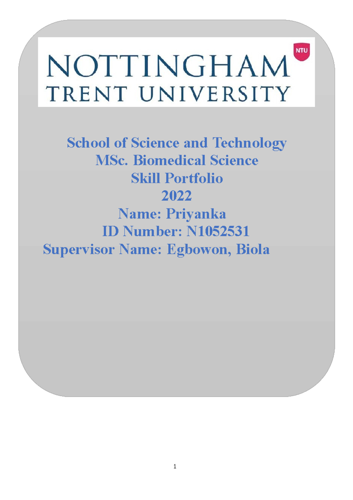 MSc Biomedical Science Skills Portfolio - Application and Reflections ...