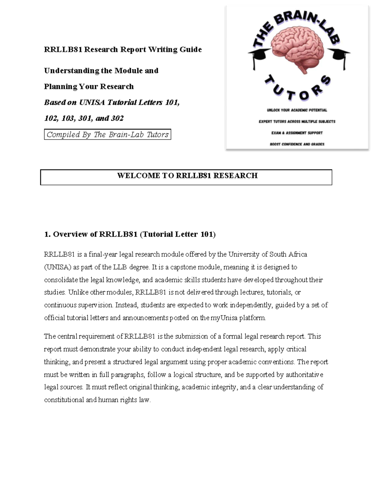 RRLLB81 Research Report Writing Guide: Structuring Your Legal Analysis ...