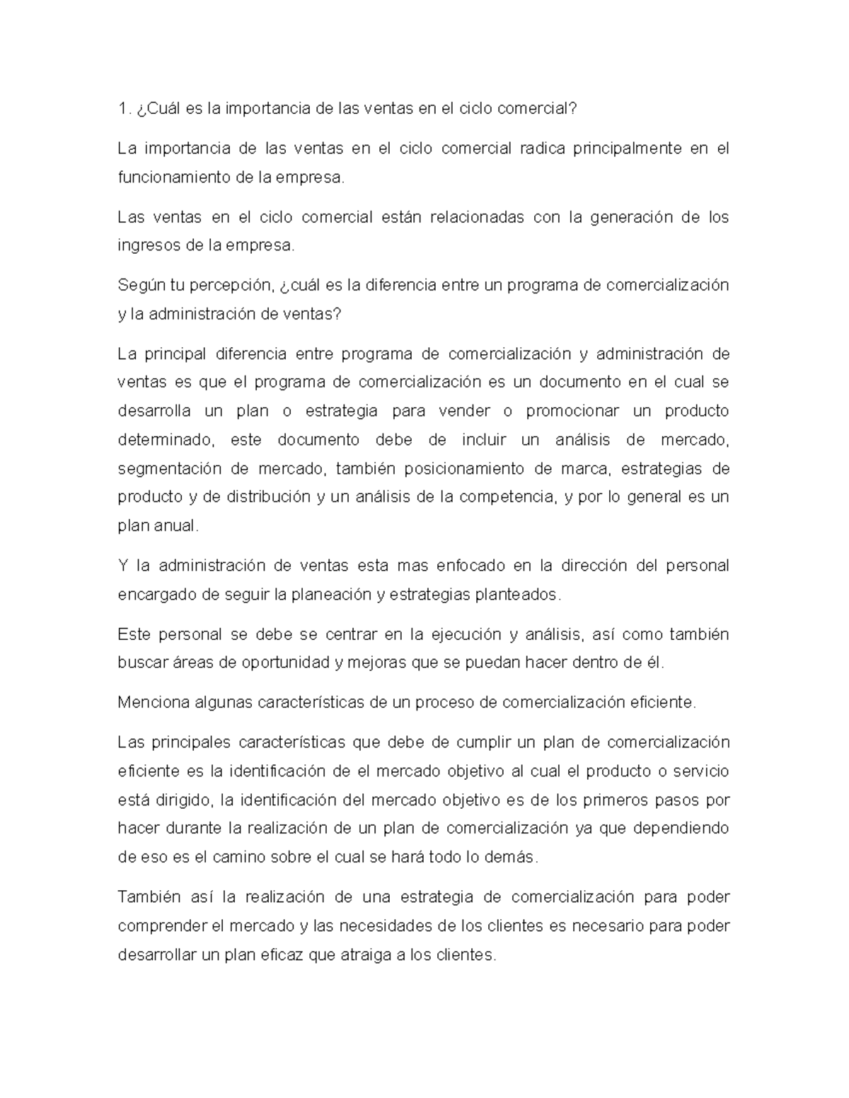 Foro 2 - La Importancia de las Ventas en el Ciclo Comercial - Studocu