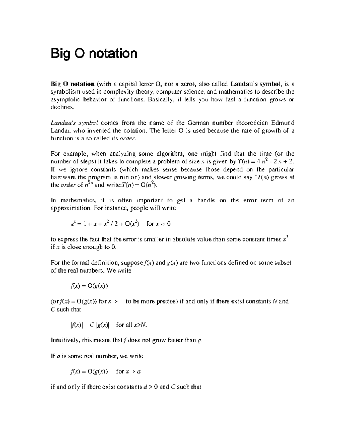Big O Notation Overview: Understanding Algorithm Complexity - Studocu