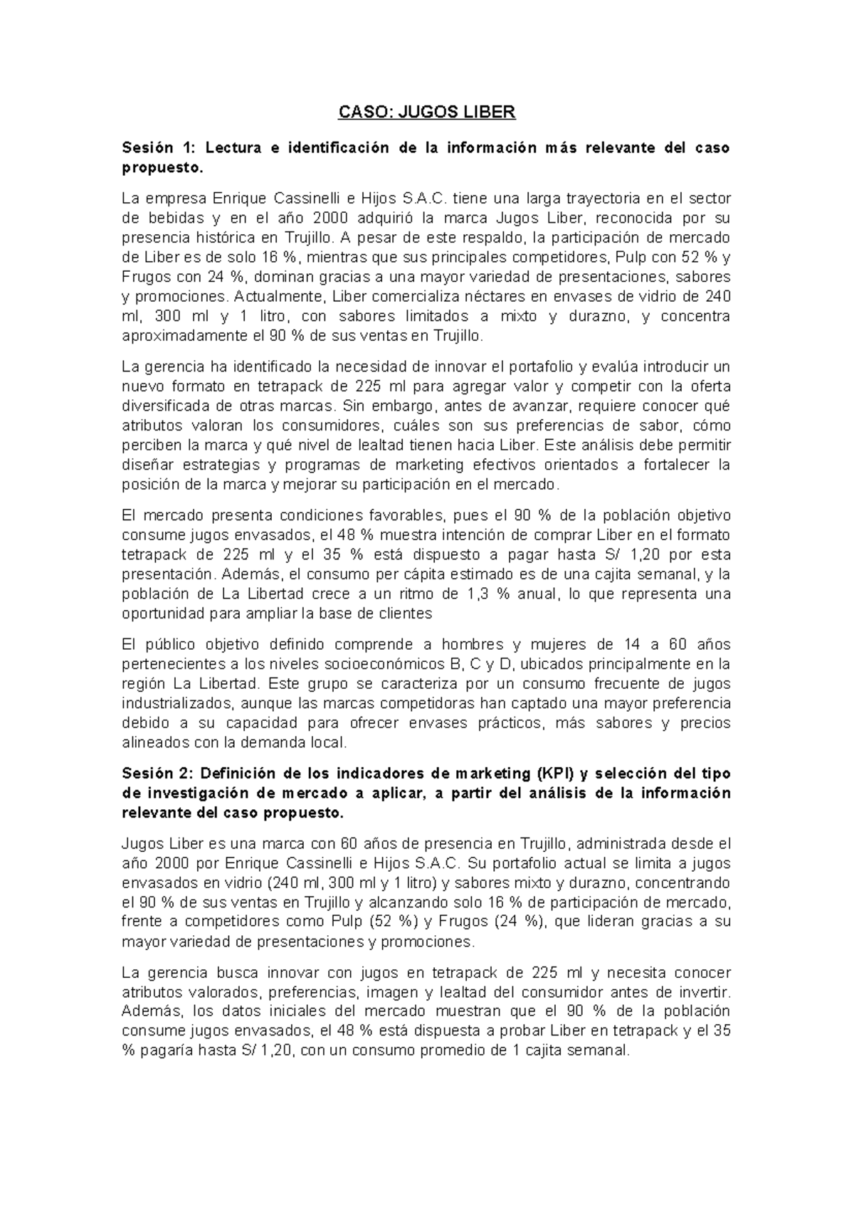 CASO: Jugos Liber - Análisis de Mercado y Estrategias de Marketing ...