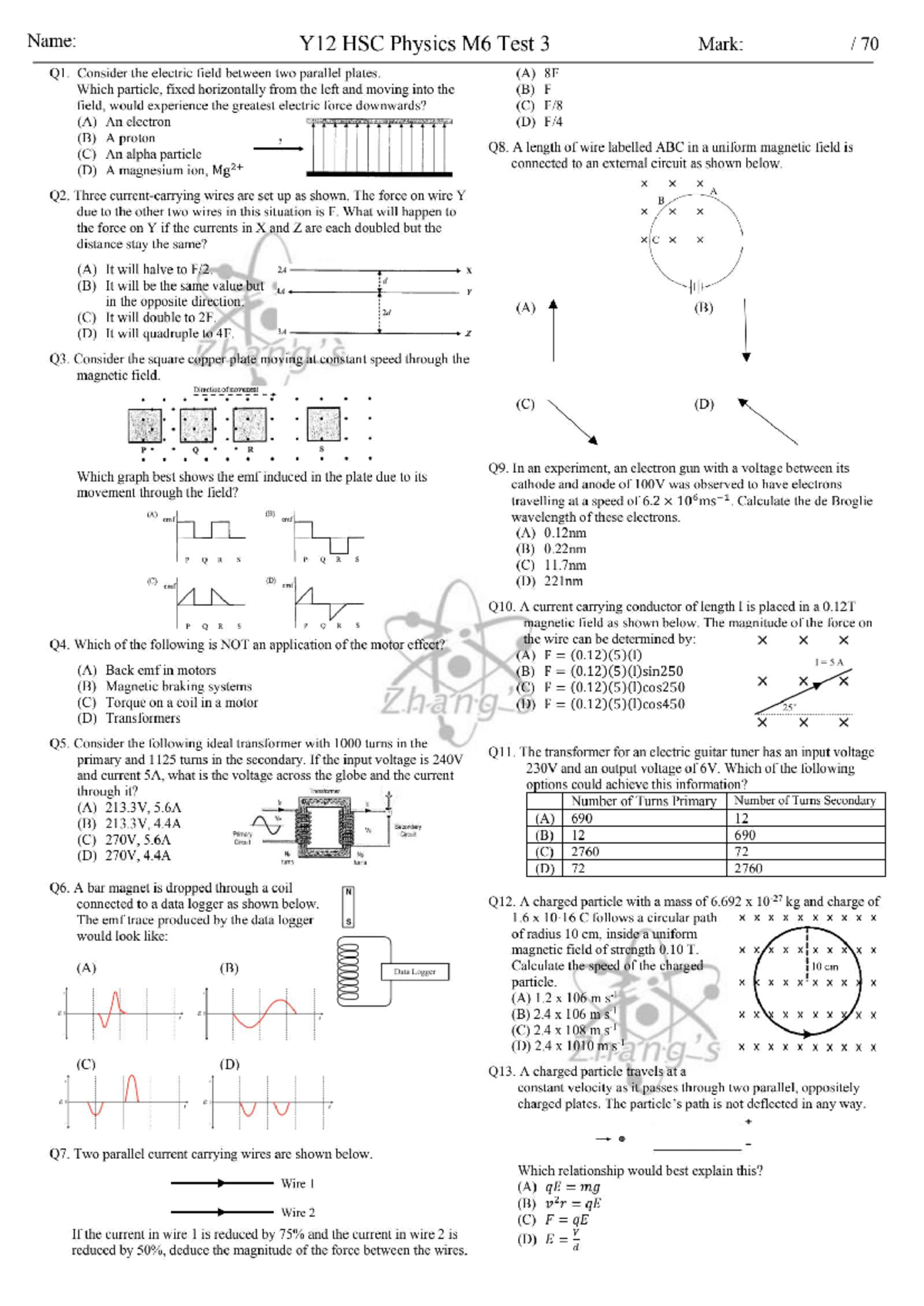Y12 HSC Physics M6 Test 3 Exam Answers and Solutions - Studocu