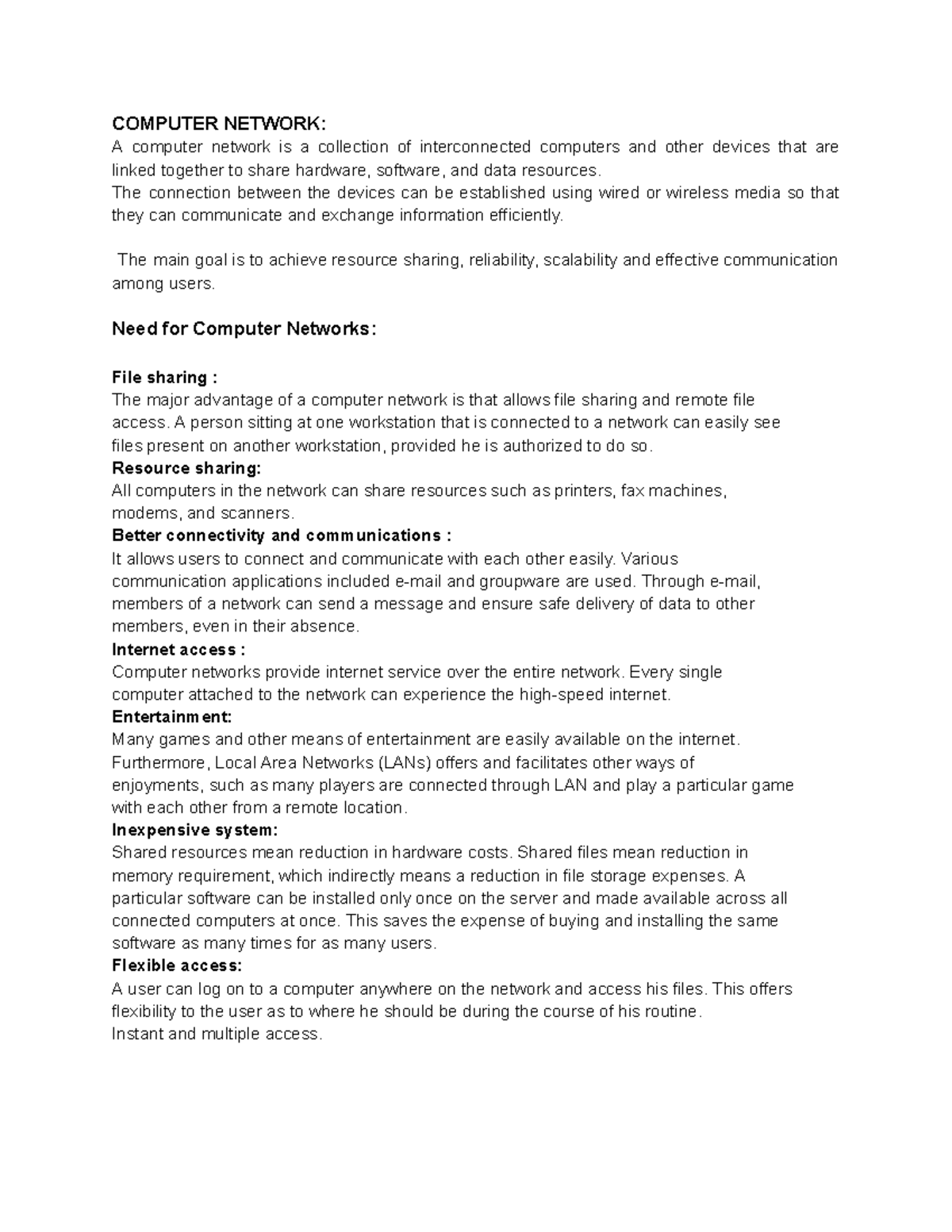 COMPUTER NETWORKS: Understanding Network Topologies and Types - Studocu