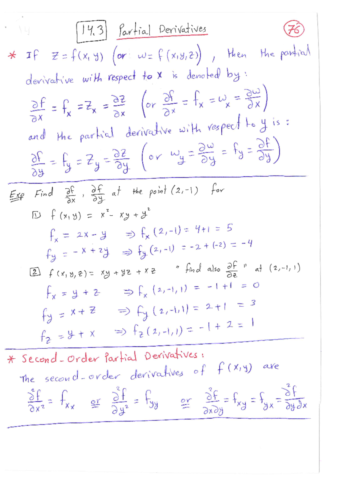 Calculus III: Section 14.3 Partial Derivatives Notes - Studocu