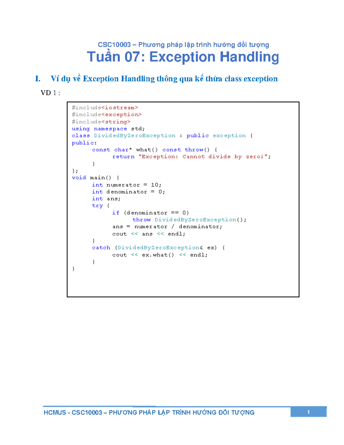 W07-Exception Handling - CSC10003 – Phương pháp lập trình hướng đối ...
