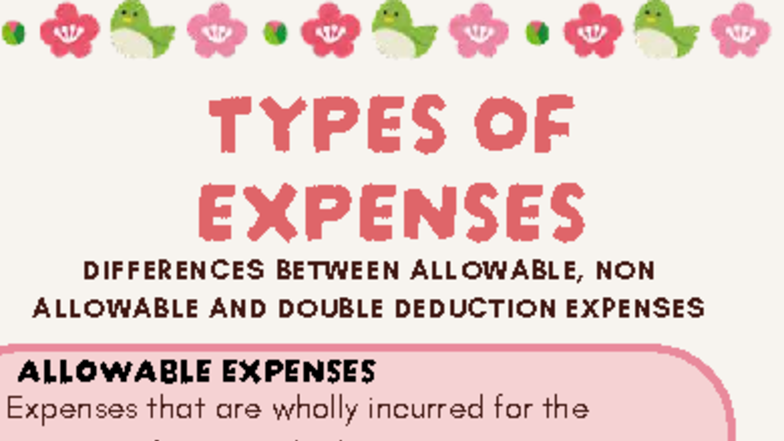 Types OF Expenses - TYPES OF EXPENSES ALLOWABLE EXPENSES Expenses that ...
