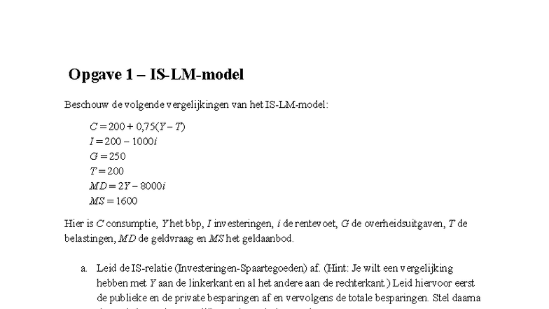 IC Macro 2025: Opgaven en Uitwerkingen van Economische Modellen ...