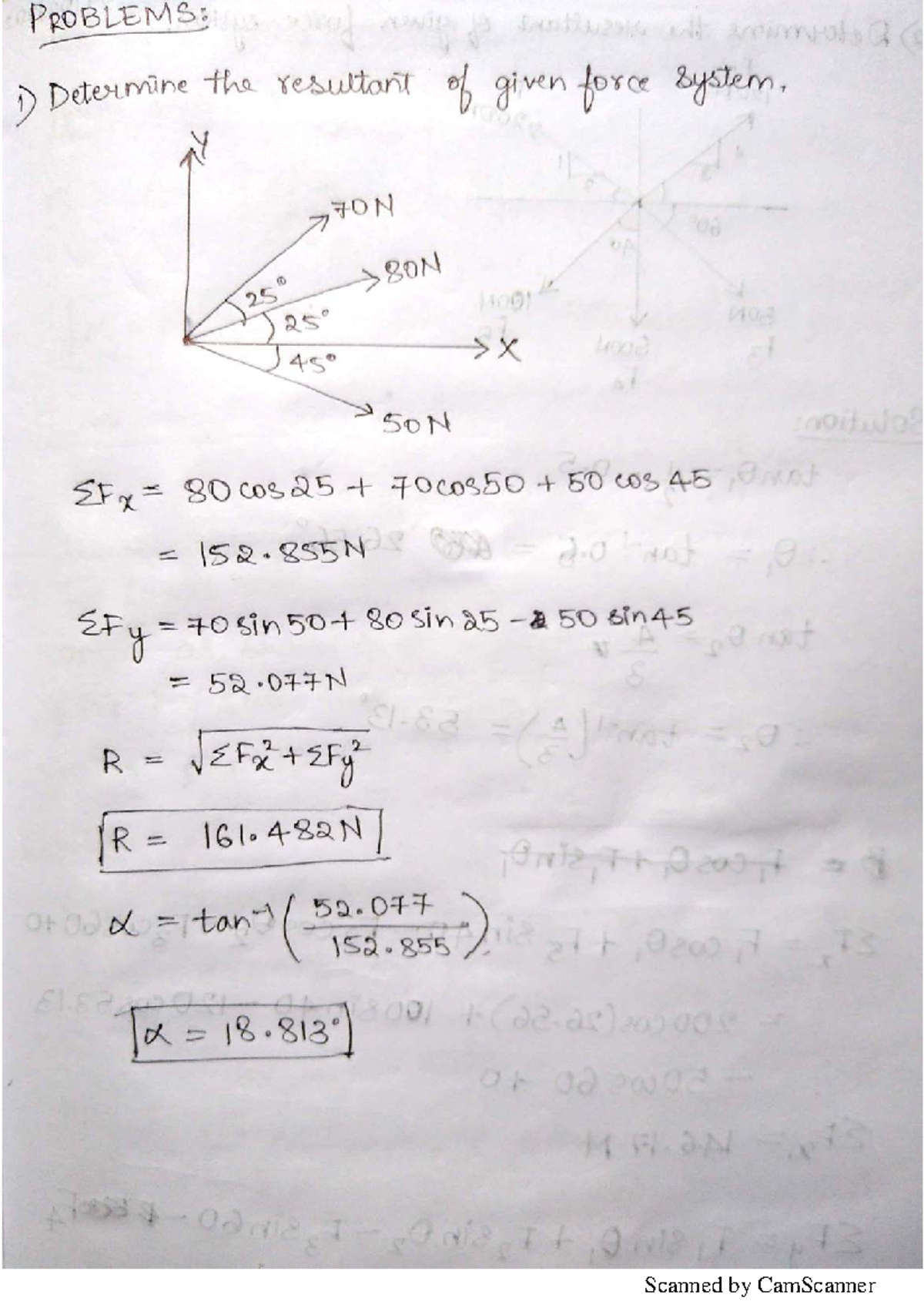 Module 1 Problems: Resultant Force Calculations and Solutions - Studocu