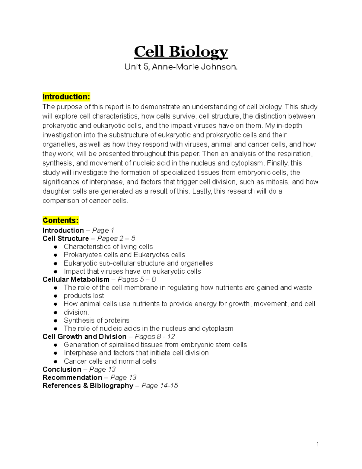 Cell Biology Unit 5: Structure, Function, and Disease Impacts - Studocu