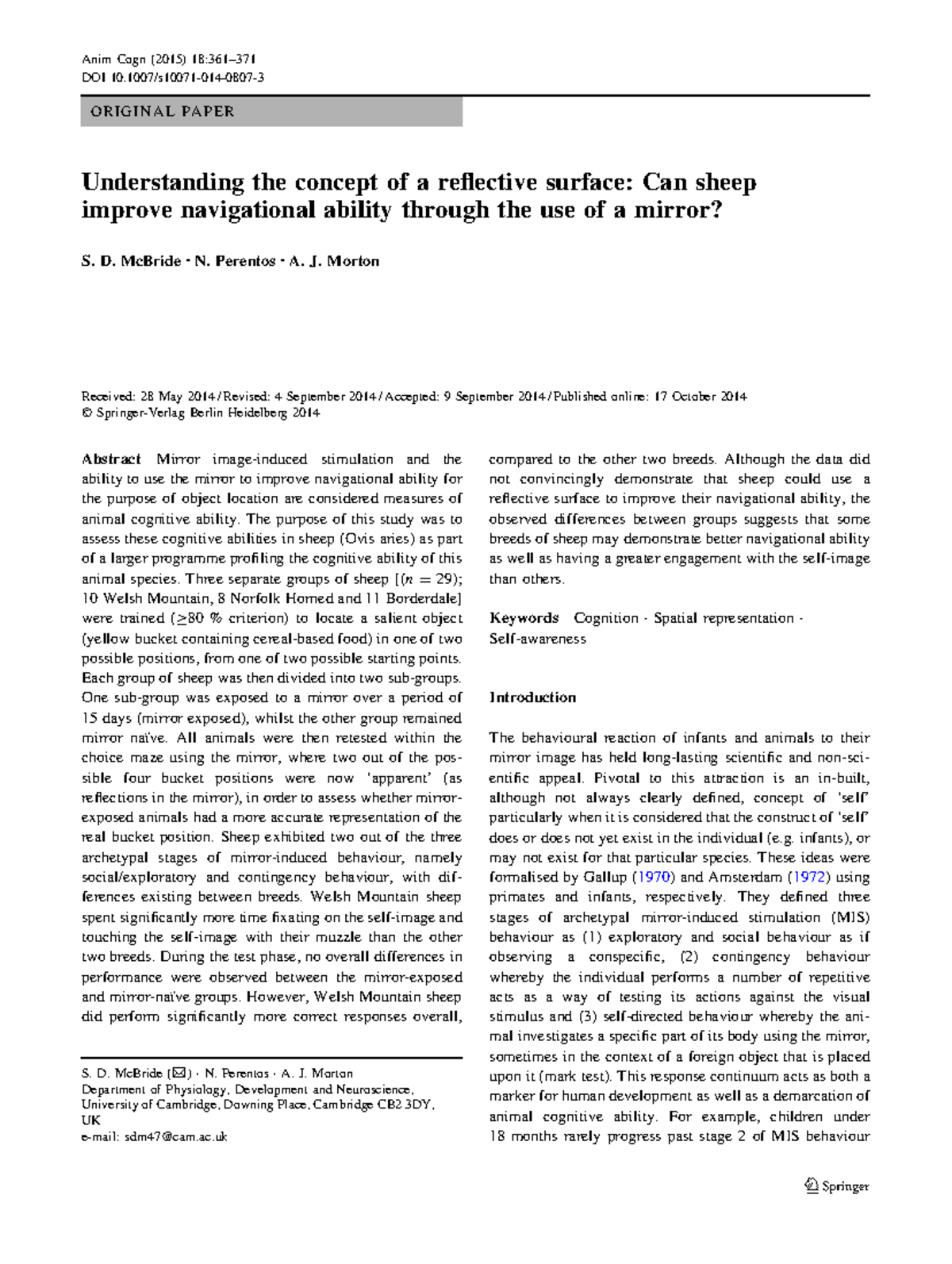 Can Sheep Enhance Navigation Skills Using Mirrors? - Studocu - All For One