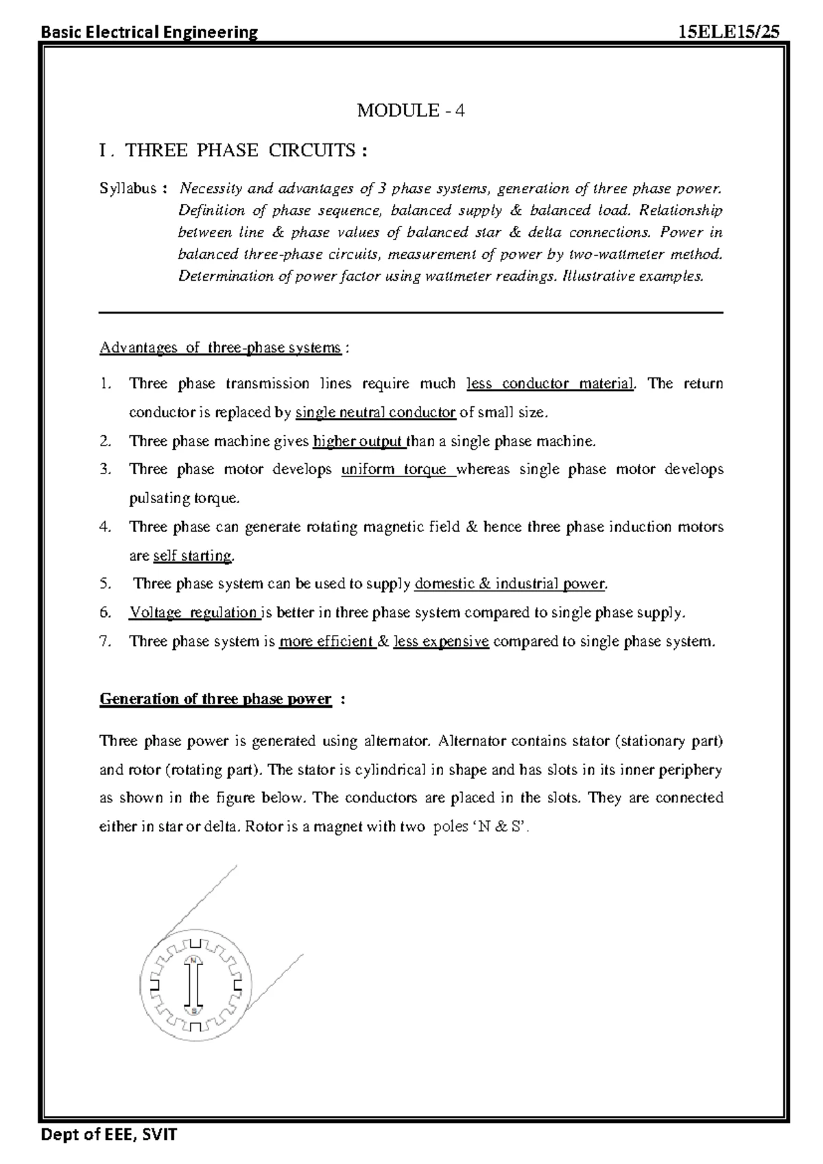 BEE Module 1 - Lecture notes 1 - BASIC ELECTRICAL ENGINEERING : MODULE ...