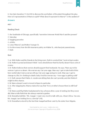 A Raisin in the Sun - Super Summary Study Guide 62 - 8. C. One of the ...