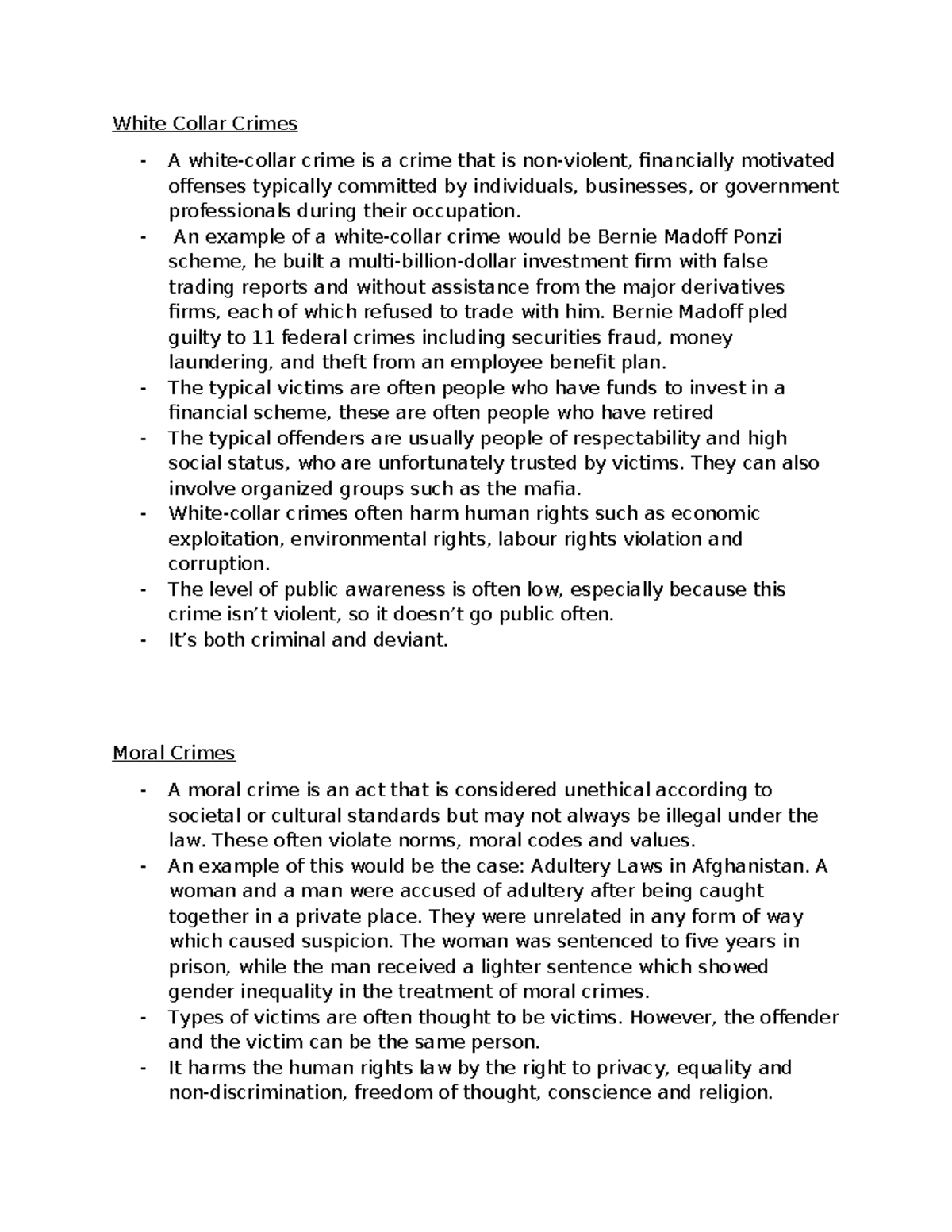 AC 1.1 Crim - AC 1.1 WJEC in own words - White Collar Crimes - A white ...