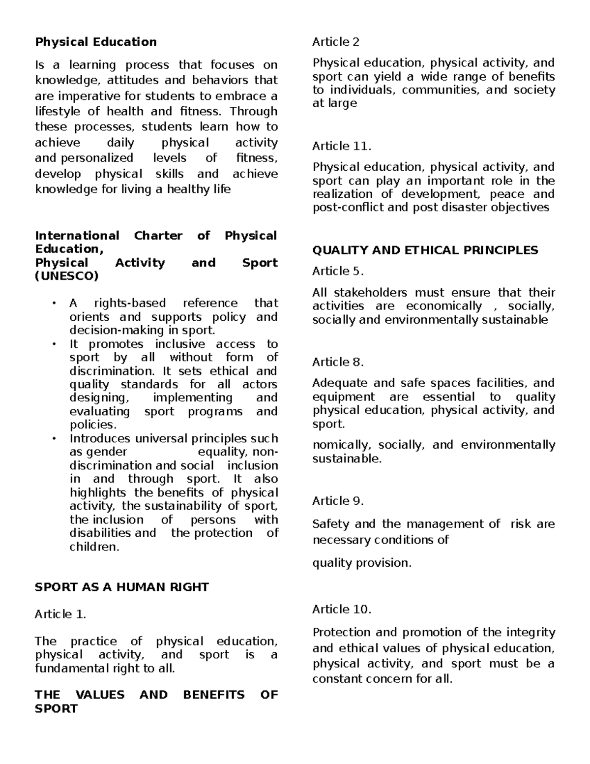 PE note1 - Pathfit4 - Physical Education Is a learning process that ...