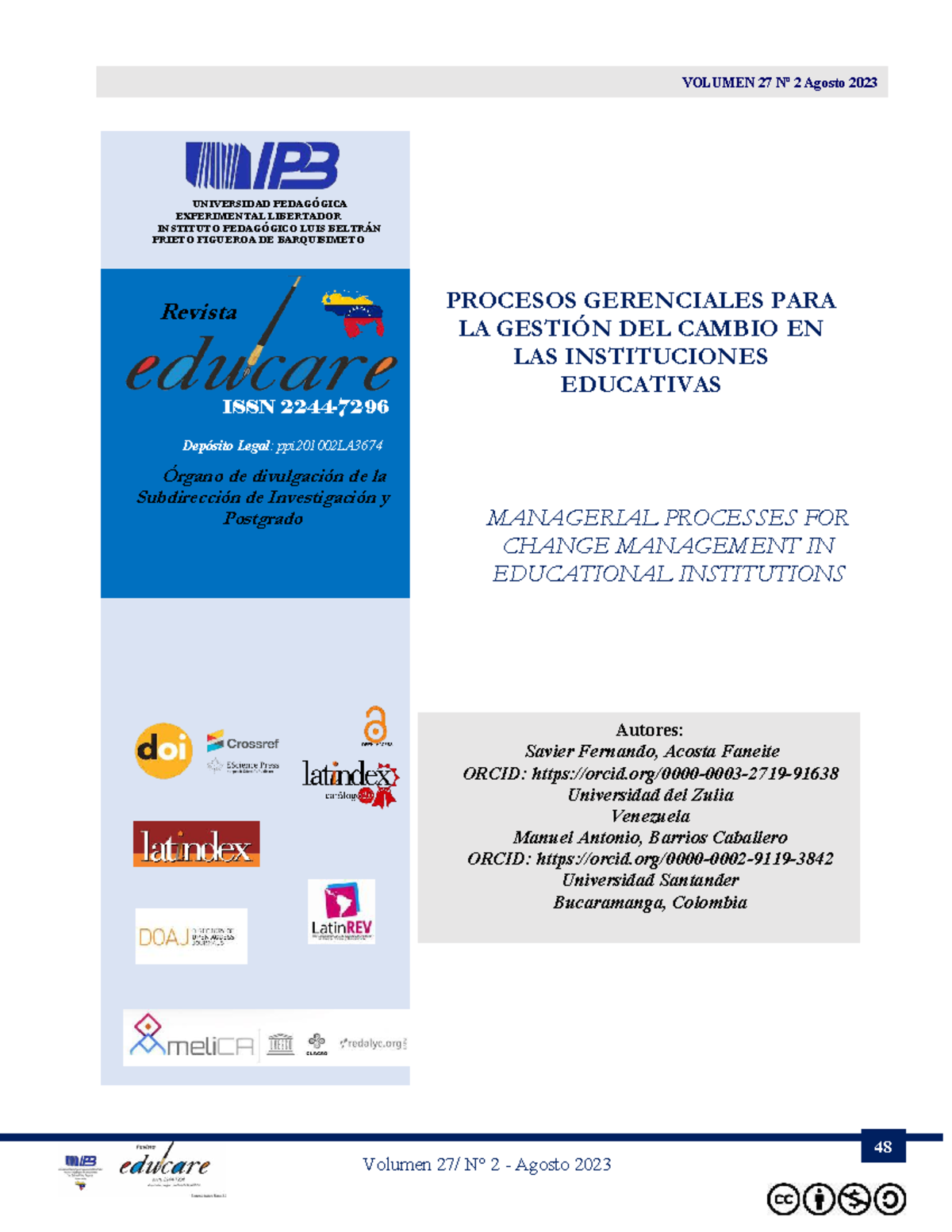 Gestión del Cambio en Instituciones Educativas: Procesos Gerenciales ...