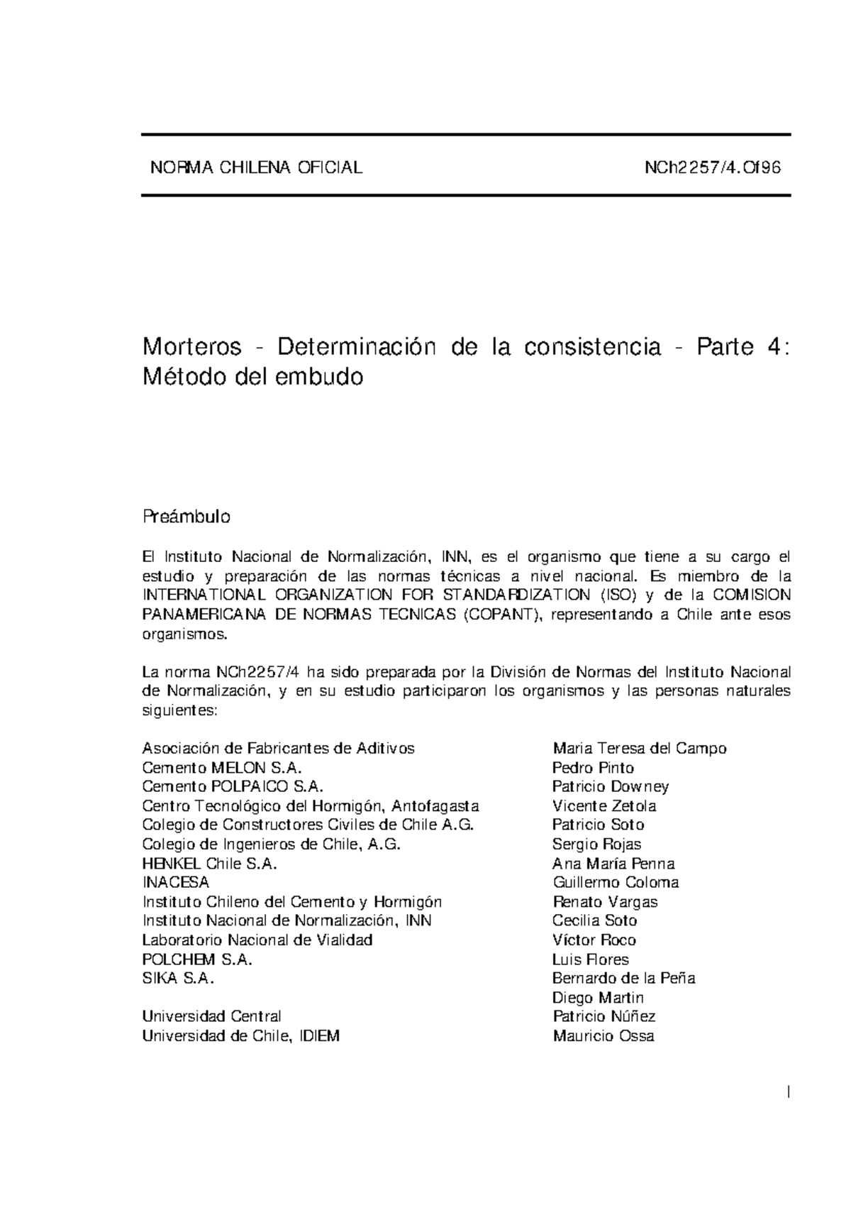 NCh2257/4Of96: Determinación de la Consistencia - Método del Embudo ...
