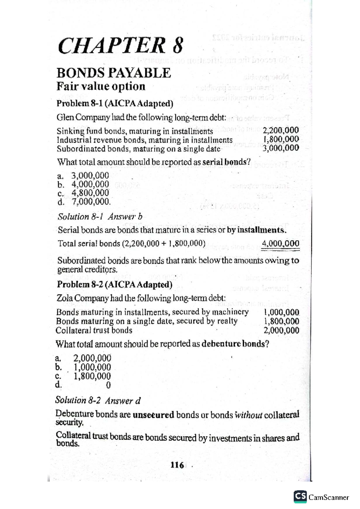 BONDS PAYABLE CHAPTER 8: Fair Value Option Problems (AICPA Adapted ...
