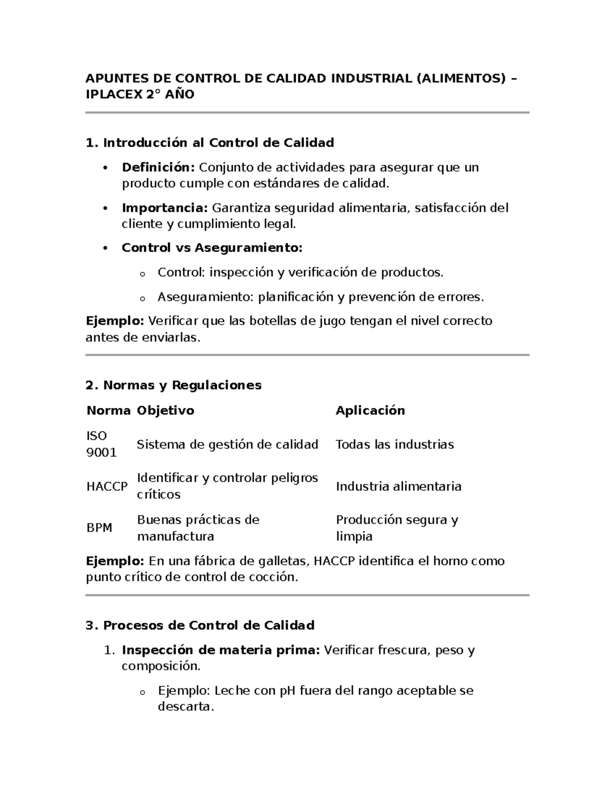 APUNTES DE CONTROL DE CALIDAD INDUSTRIAL IPLACEX AÑO 1 - Studocu
