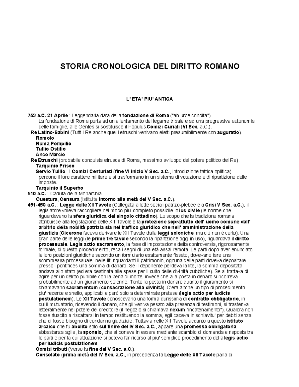 STORIA DEL DIRITTO ROMANO ANTICO - FFTYRDTA - Studocu