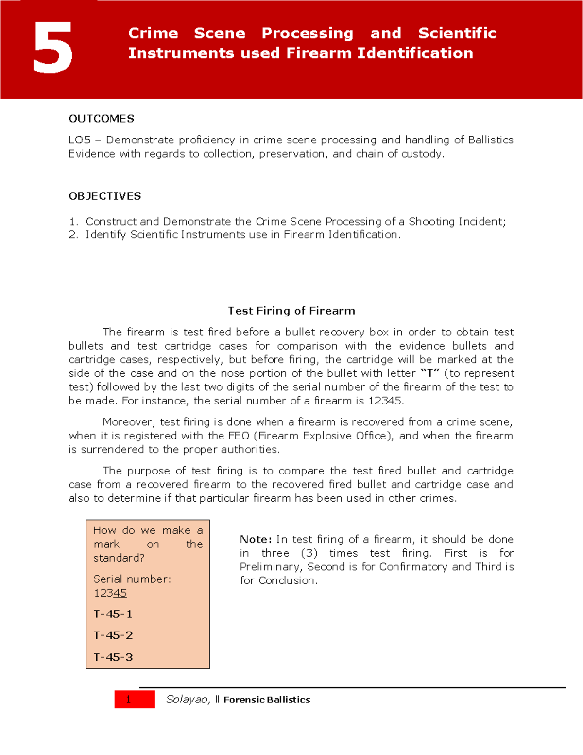 Final Module 5: Crime Scene Processing & Firearm Identification ...