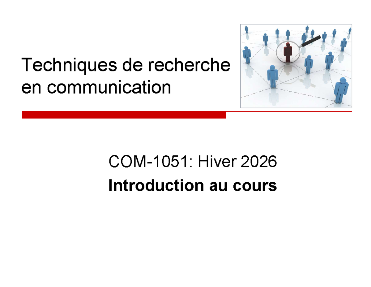 Techniques de Recherche en Communication - COM1051 Cours 1 PP - Studocu