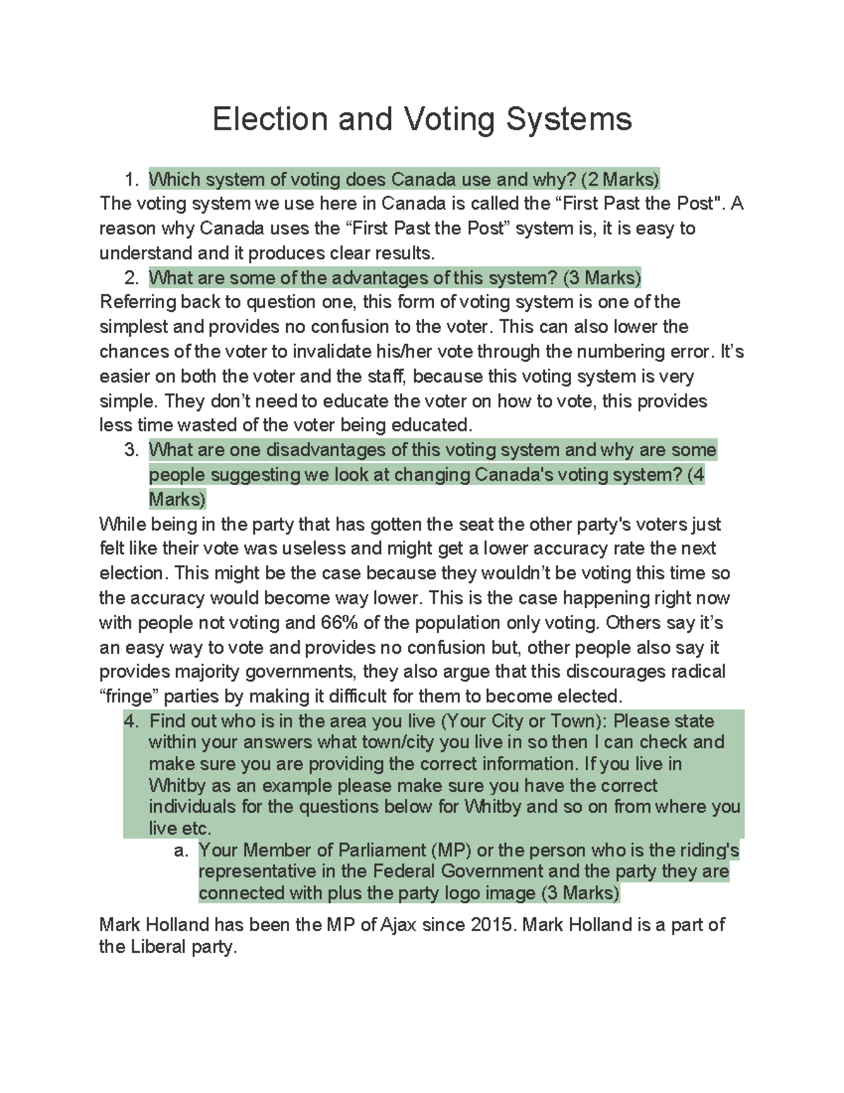 U2A5 - Canada’s Voting System: Advantages & Disadvantages - Studocu