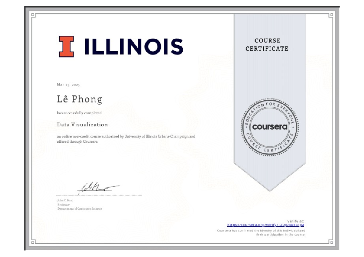 Illinois Course Certificate: Data Visualization Completion - SE183229 ...