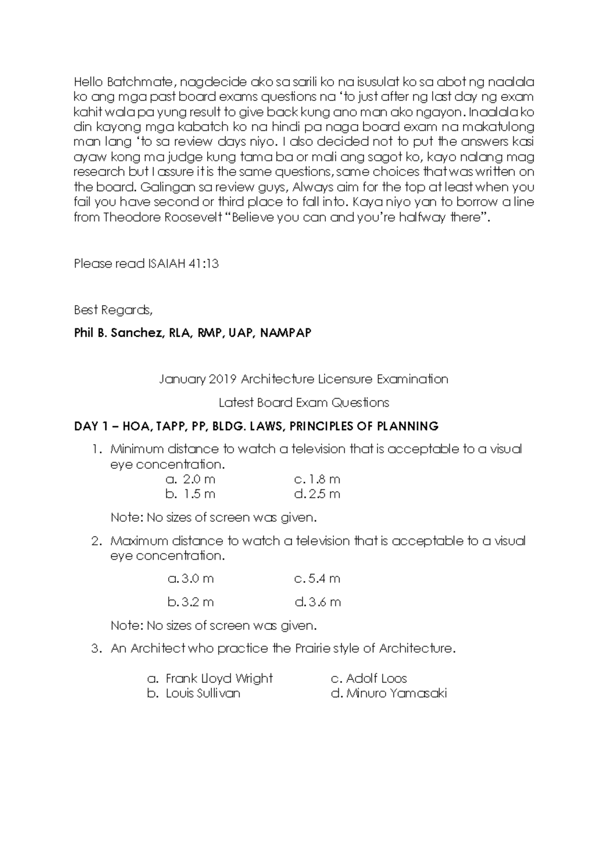 Architecture Licensure Exam Review: Past Board Exam Questions (Jan 2019 ...