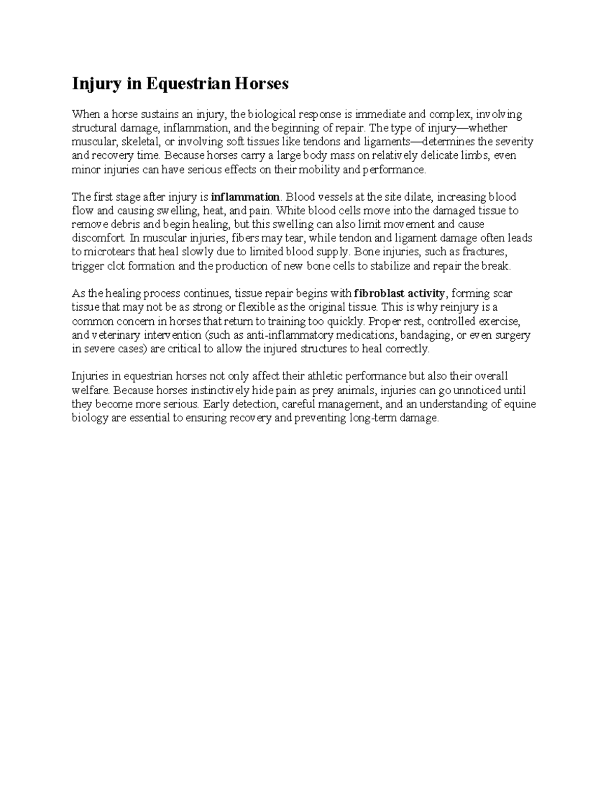 Injury Management in Equestrian Horses: Understanding Recovery ...