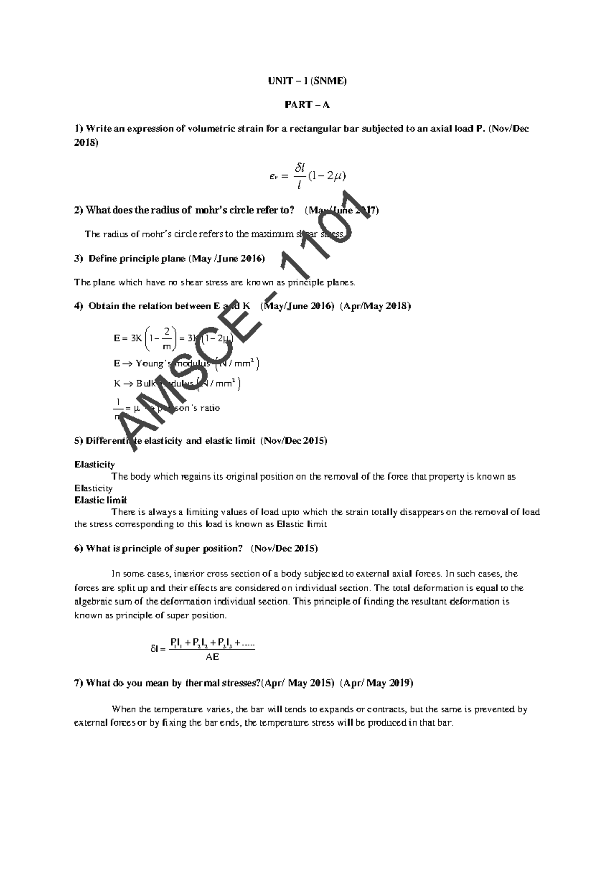 Study Notes for SOM-Unit-1: Key Concepts and Formulas - Studocu